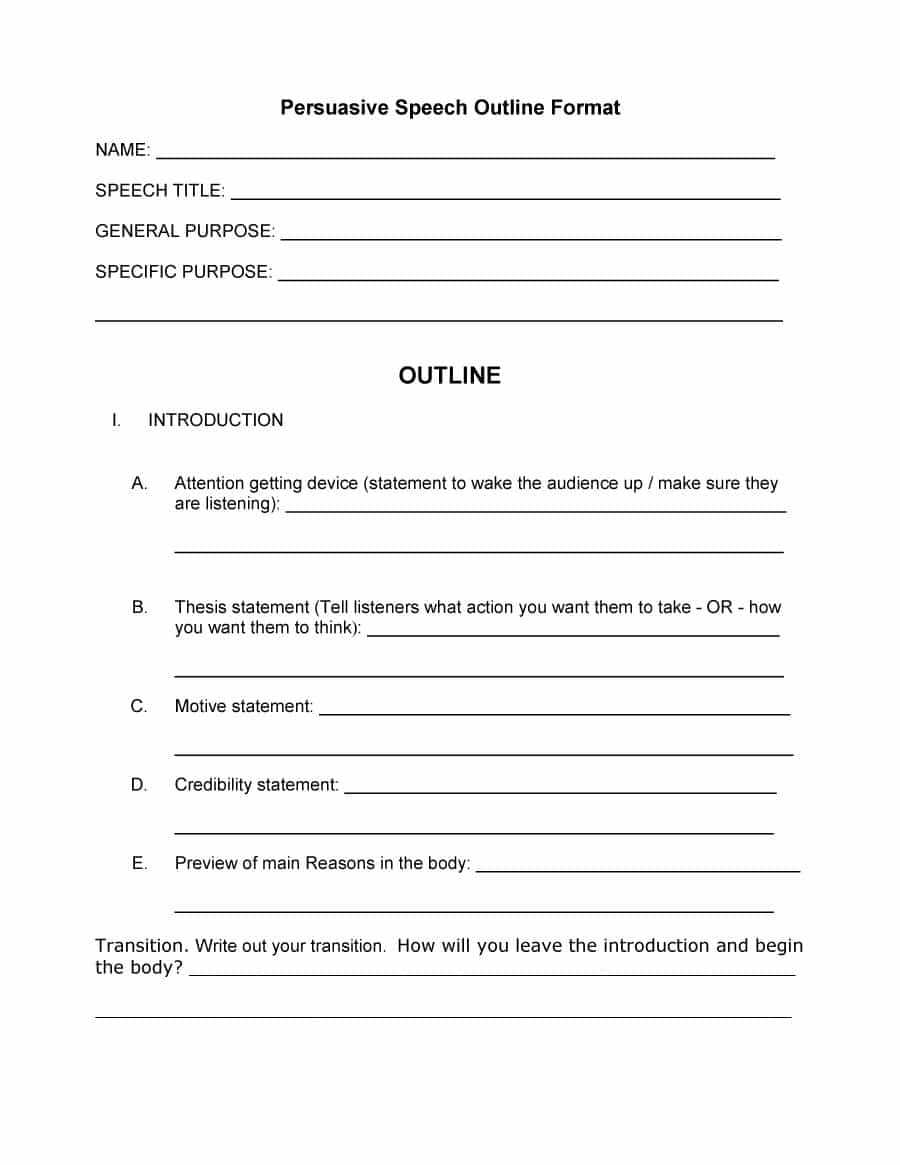 Speech Outline Template Word Sample Design Templates