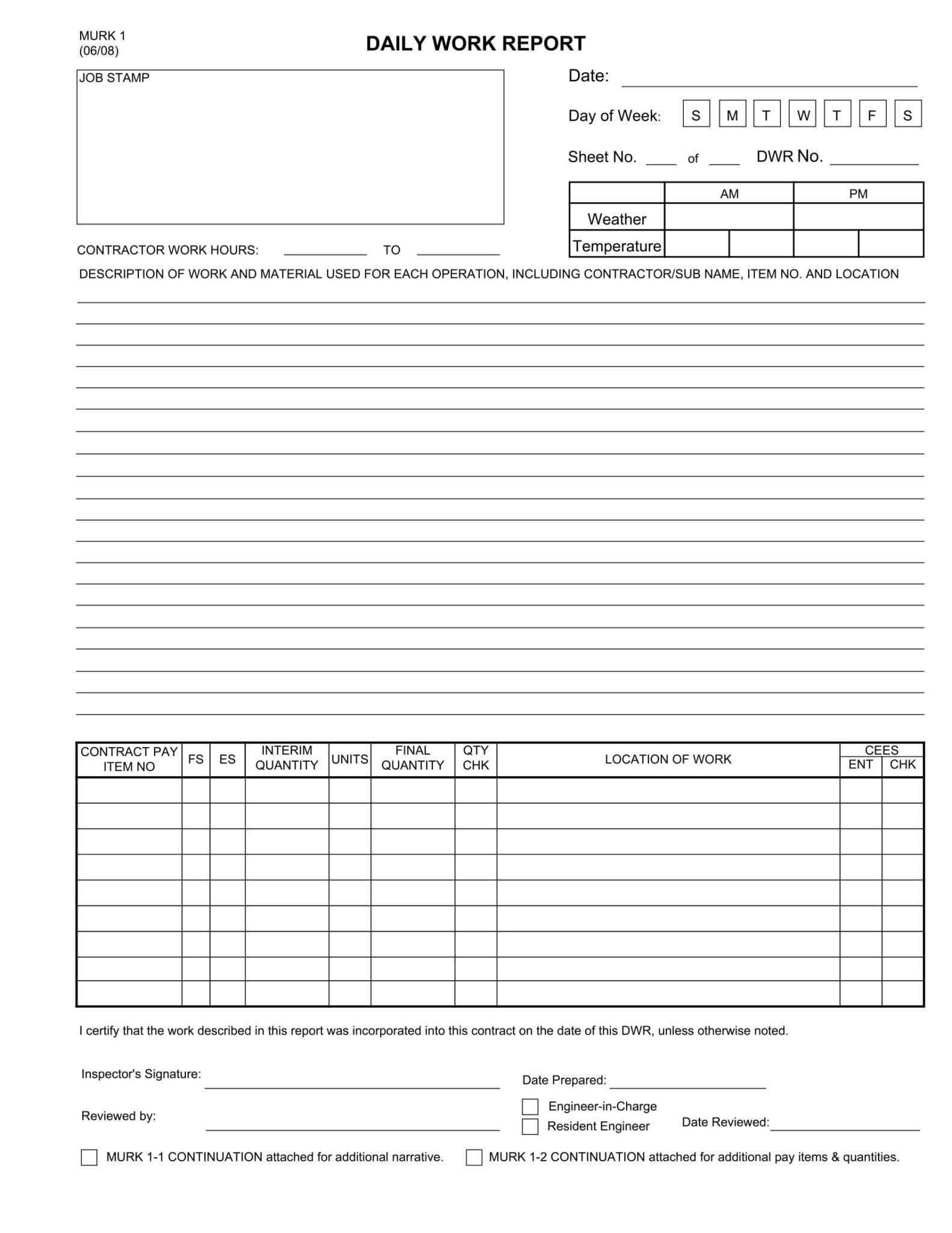 Daily Report Sheet Template Sample Design Templates